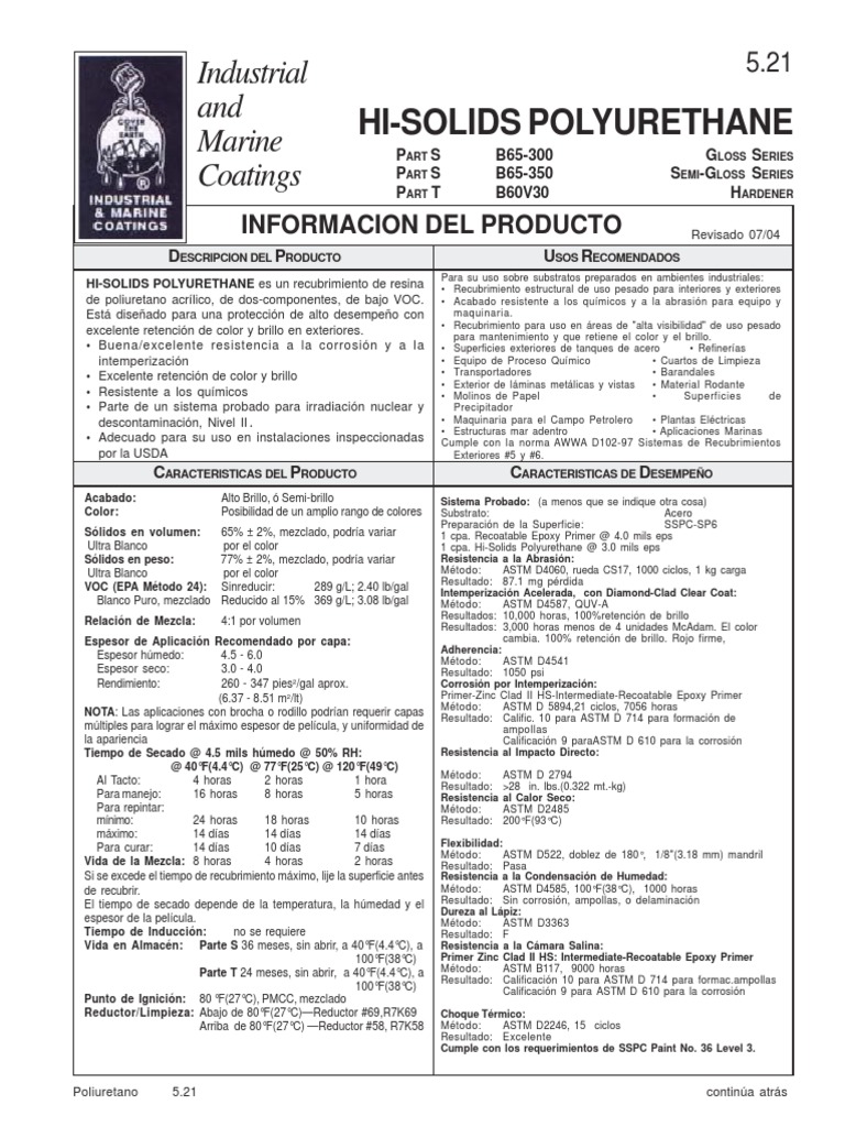 Hi Solids Polyurethane PDF | PDF | Aluminio | Acero