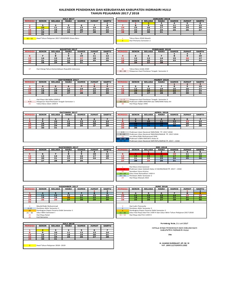 Kalender Pendidikan 2017-2018 PDF | PDF