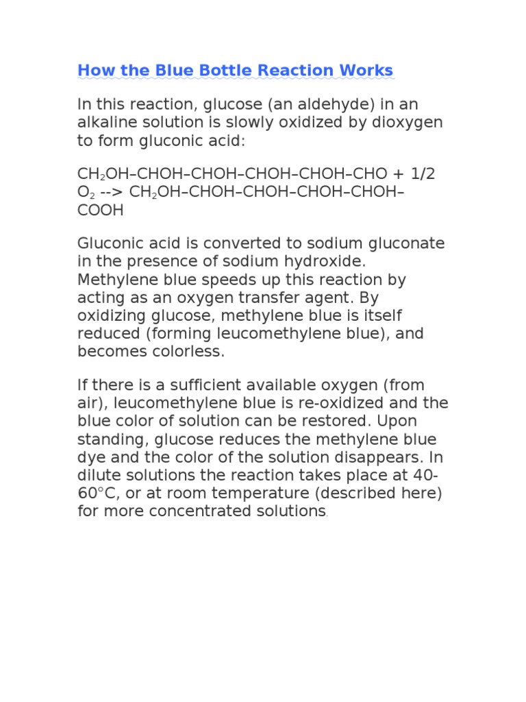 Blue Bottle Reaction Works | PDF | Redox | Chemical Compounds
