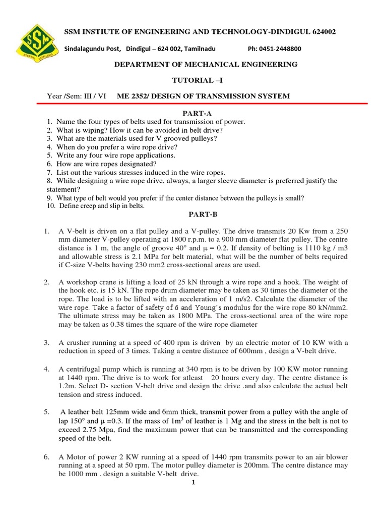 Dts Tutorial - I | PDF | Belt (Mechanical) | Mechanical Engineering