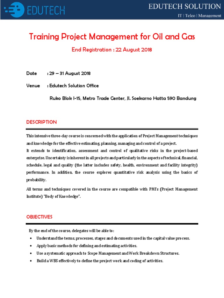 Project Management Training for Oil and Gas Professionals: Risk ...