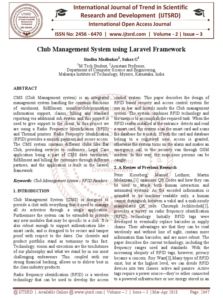 Club Management System Using Laravel Framework | PDF | Radio Frequency ...