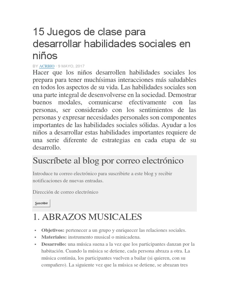 Juegos para Desarrollar Habilidades Sociales en Clase | PDF | Ocio