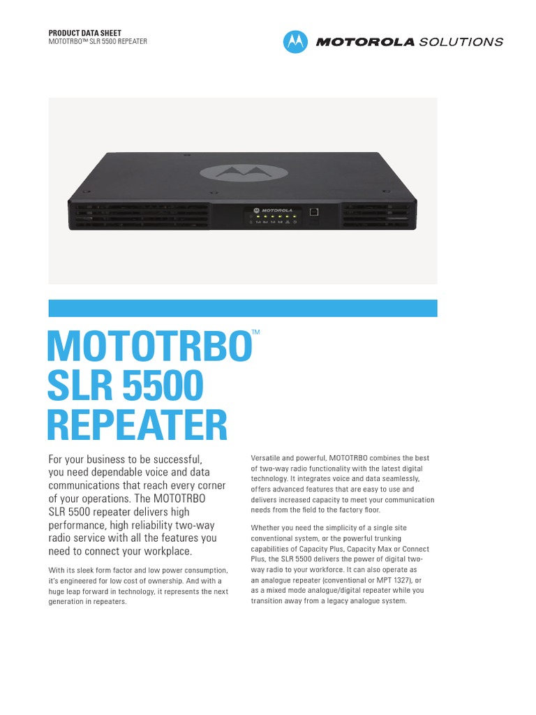 SLR5500 DataSheet ENG Lor | PDF | Hertz | Decibel