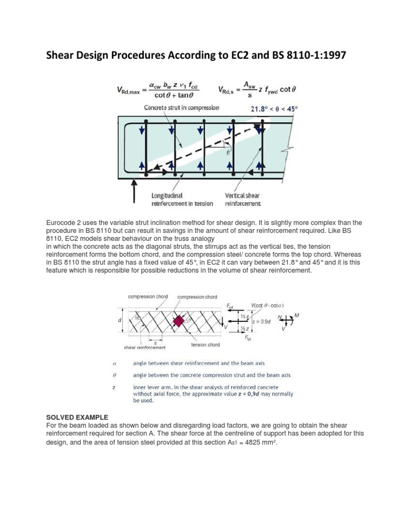 Shear Design Procedures According To EC2 and BS 8110 | PDF | Truss ...