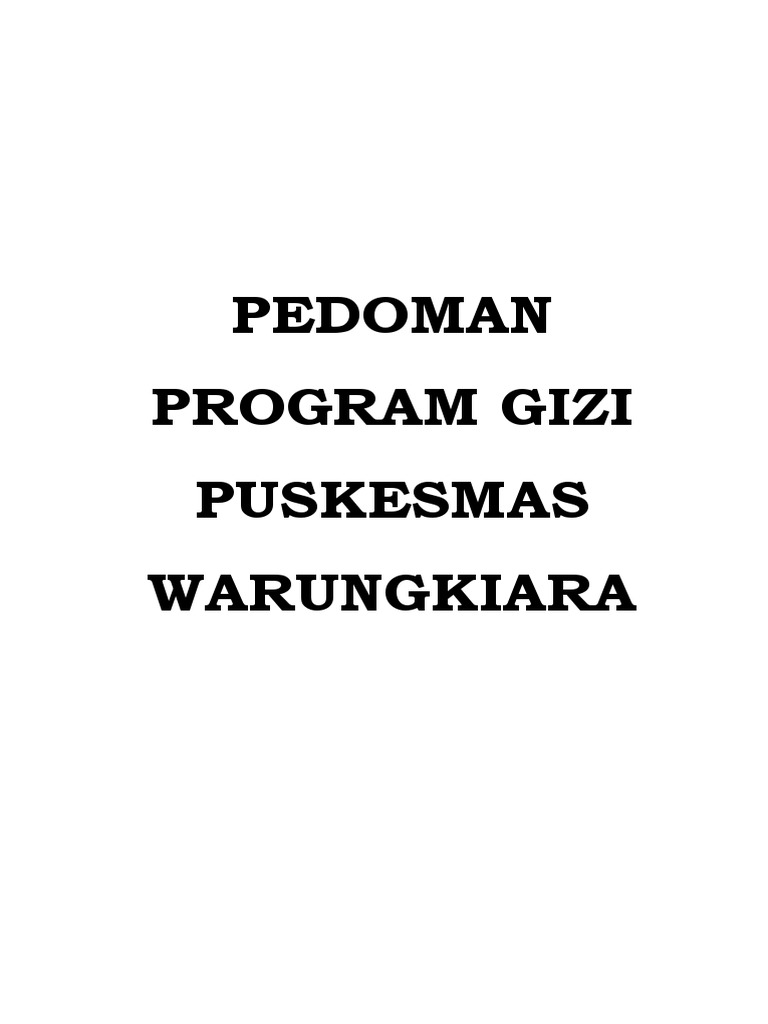 Pedoman Program Gizi Puskesmas Warungkiara | PDF