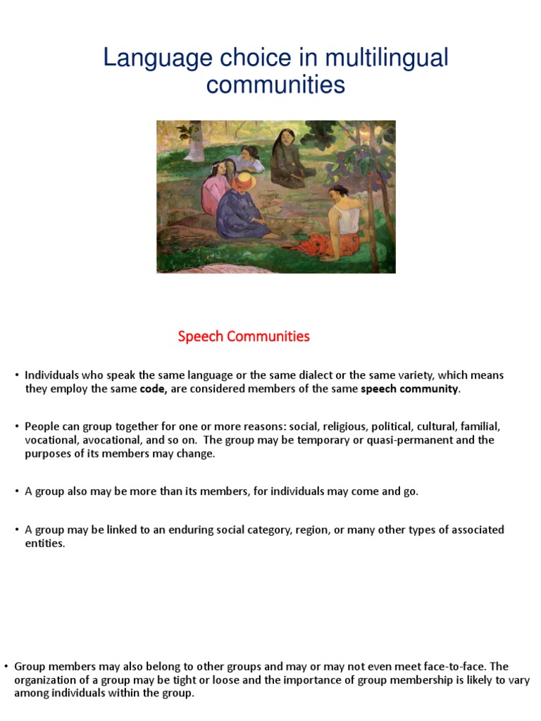 Language Choice in Multilingual Communities | PDF | Multilingualism ...
