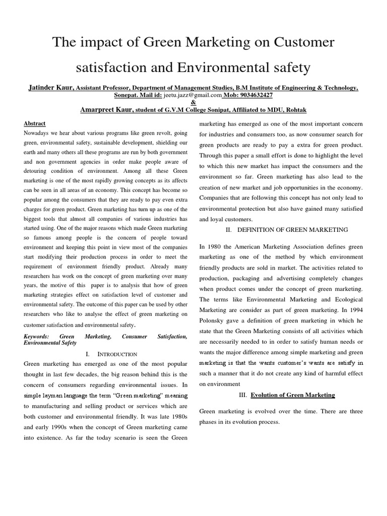 Green Marketing in IEEE FORMAT | PDF | Marketing | Marketing Strategy