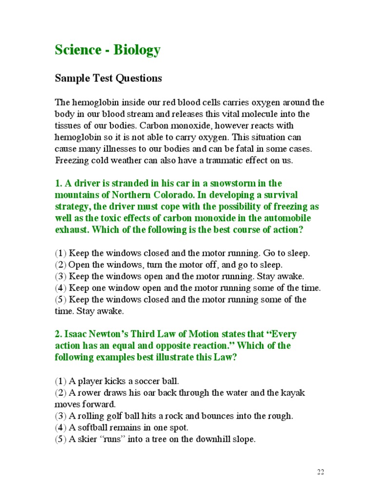 GED Science Sample Test Questions | PDF | Heredity | Phenotypic Trait