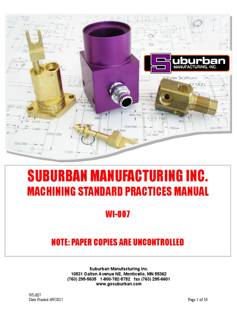 Suburban Manufacturing Machining Standards | PDF | Engineering ...