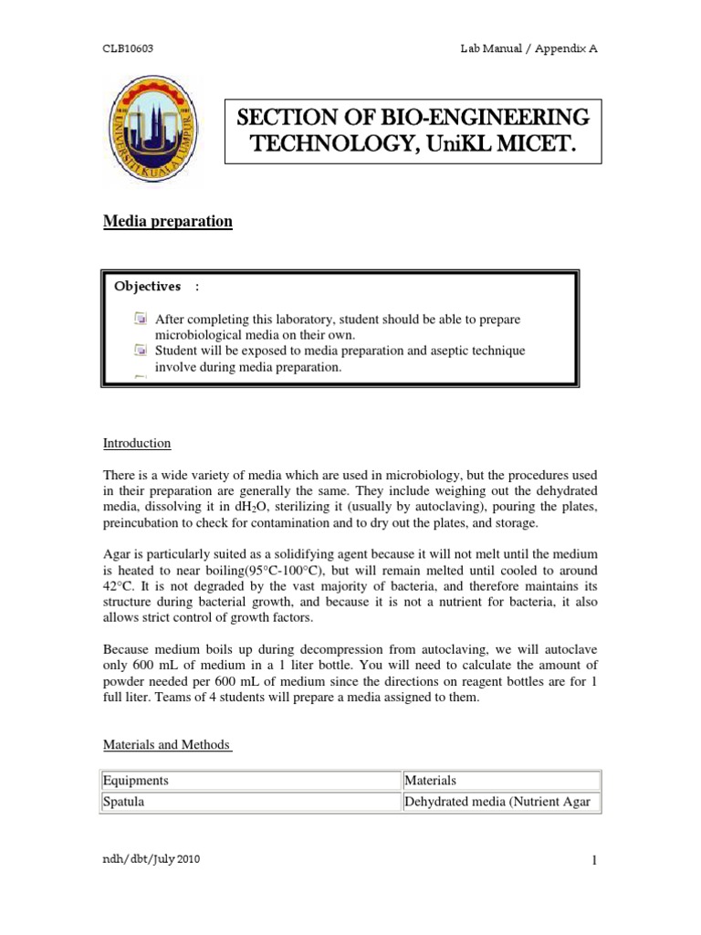 Microbiological Media Preparation Guide | PDF | Growth Medium | Agar