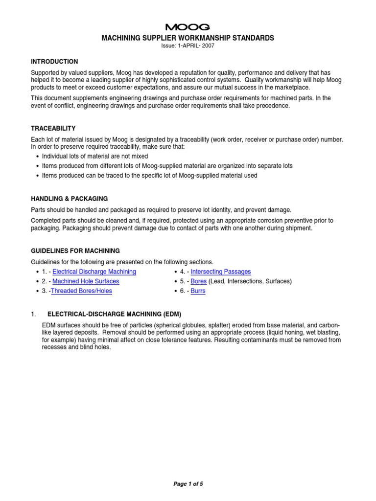 Moog Machining Supplier Standards | PDF | Machining | Procedural Knowledge