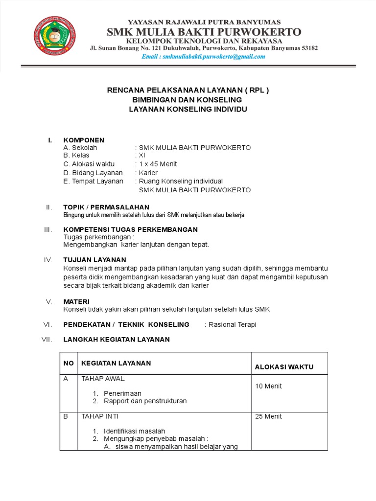 RPL Konseling Individual New | PDF