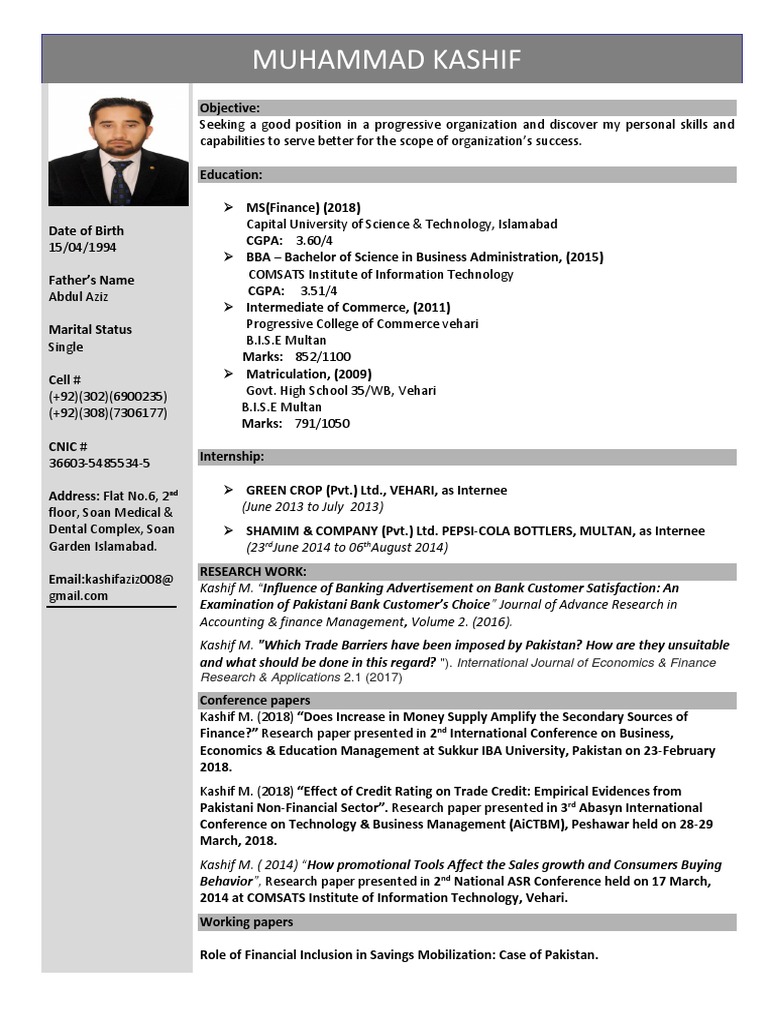 Muhammad Kashif CV | PDF | Economies | Business