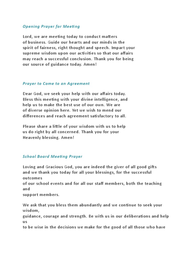 Opening Prayer For Meeting | God In Christianity | Prayer