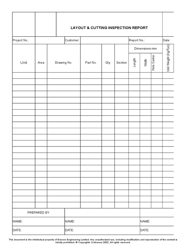 Layout and Cutting Inspection Report | PDF | Monopoly (Economics ...
