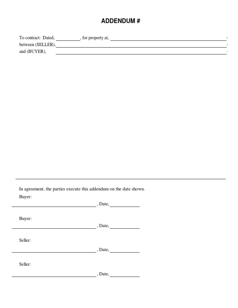 Property Contract Addendum Template | PDF
