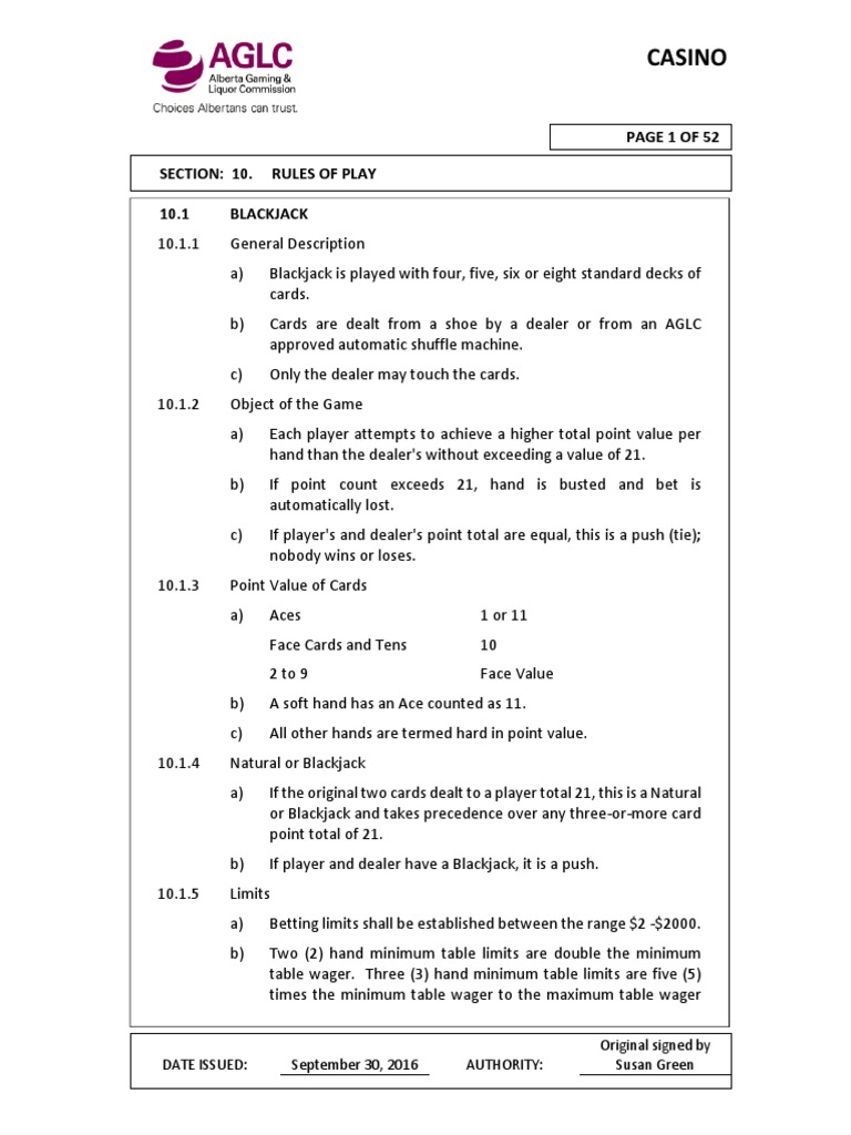 AGLC Rules of Play | Download Free PDF | Betting In Poker | Gaming Devices