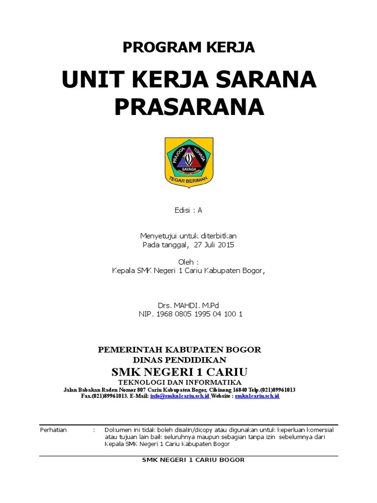 Program Kerja Sarpras | PDF