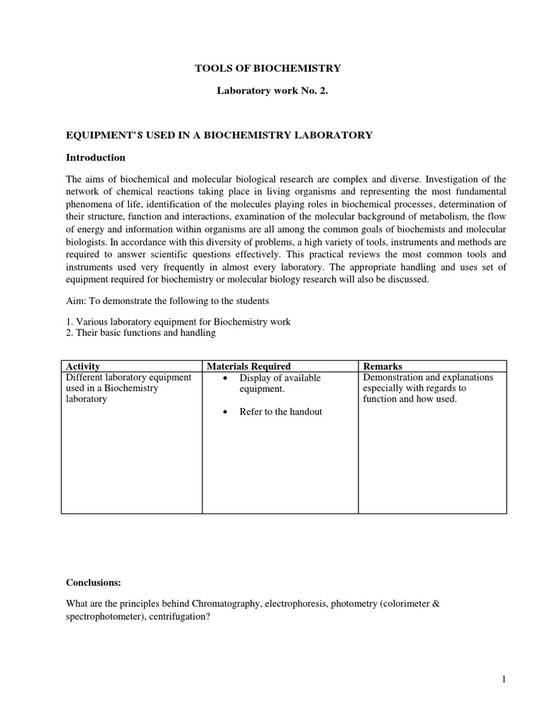 Biochemistry Lab Equipment Overview | PDF | Self-Improvement ...