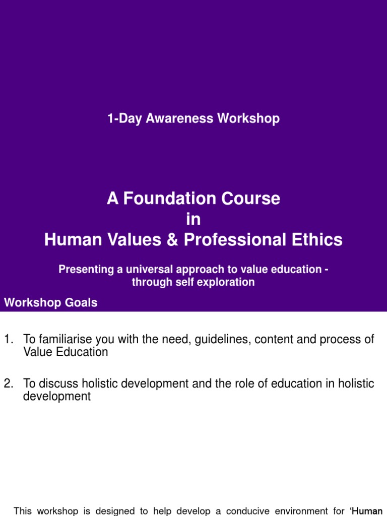 1-Day Value Orientation Workshop | PDF