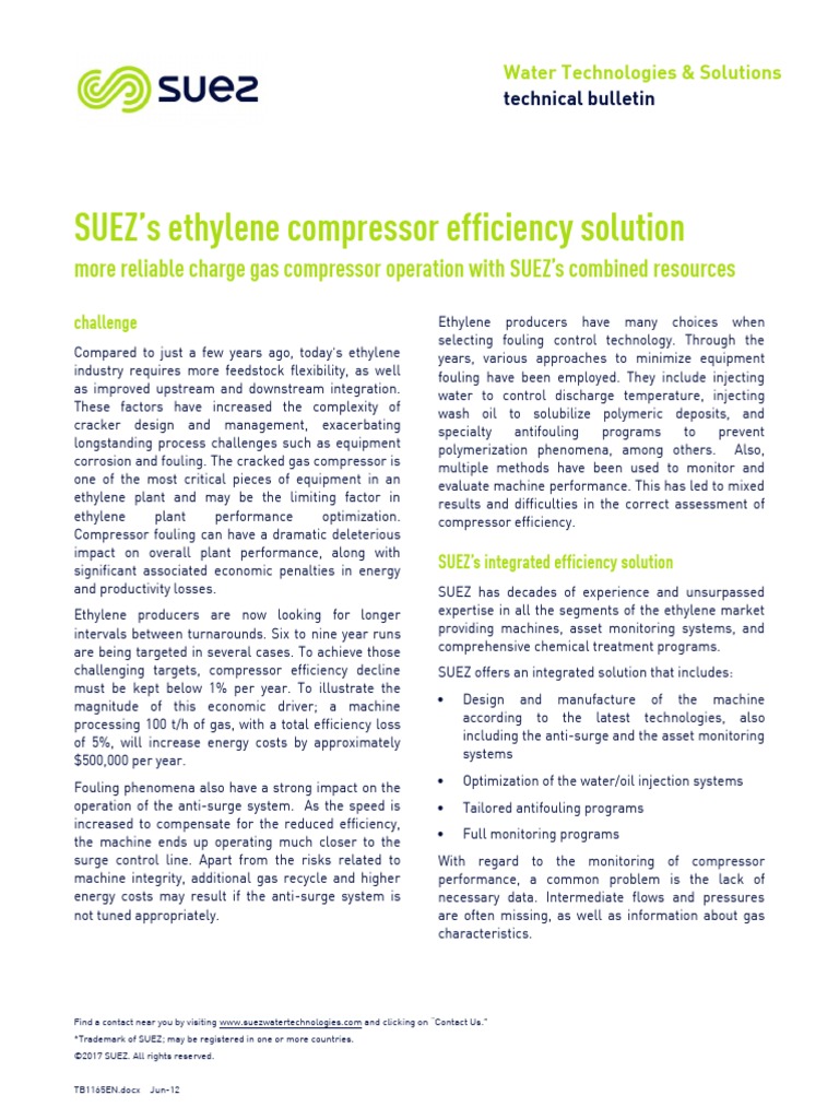 SUEZ's Ethylene Compressor Efficiency Solution | PDF | Simulation | Reliability Engineering