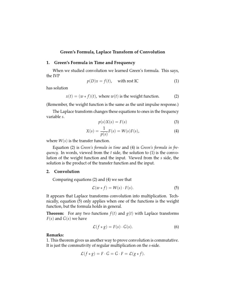 Proof Laplace Convolution Integral | PDF | Laplace Transform | Convolution