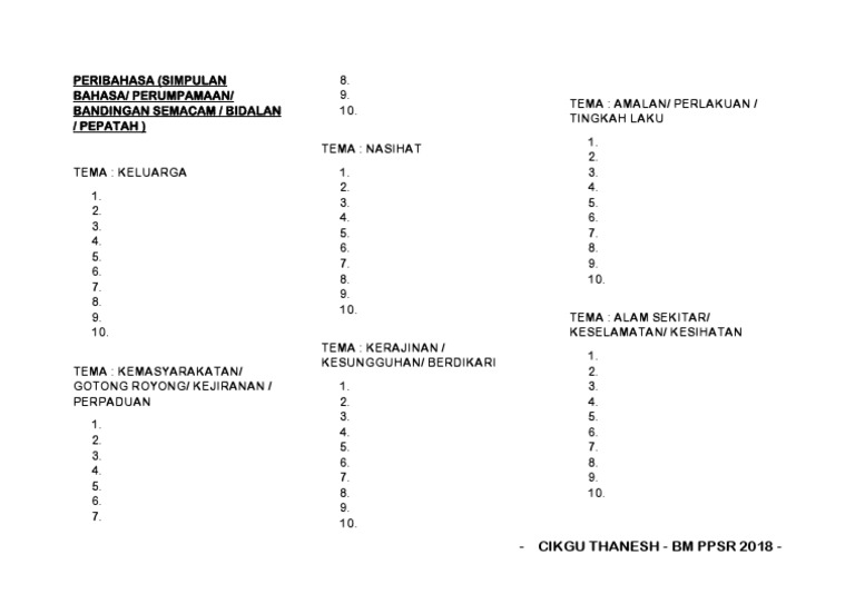 Cikgu Thanesh - BM PPSR 2018 | PDF