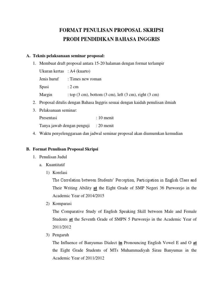Format Penulisan Proposal Skripsi | PDF | Statistics | Cognition