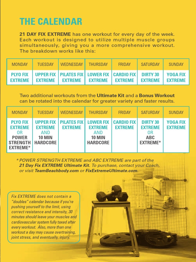 21 Day Fix Extreme Calendar | PDF | Aerobic Exercise | Management Of ...
