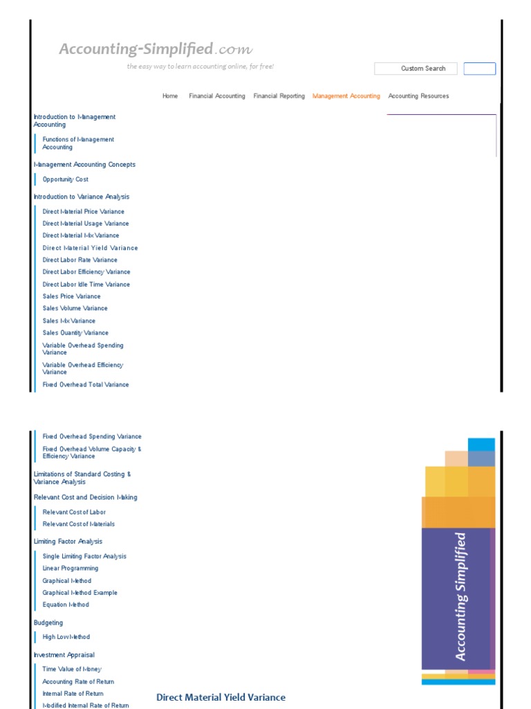 4-Direct Material Yield Variance - Formula - Example - Analysis | PDF ... 4-Direct Material Yield Variance - Formula - Example - Analysis | PDF ...