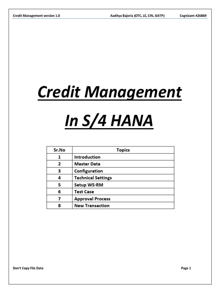 FSCM Credit Management in S/4 HANA | PDF | Web Service | Credit Score