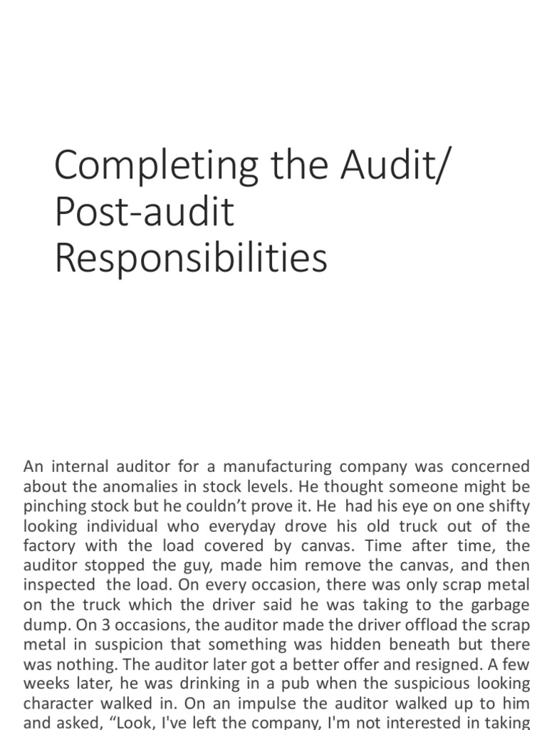 Completing The Audit Post Audit Responsibilities | PDF | Internal ...