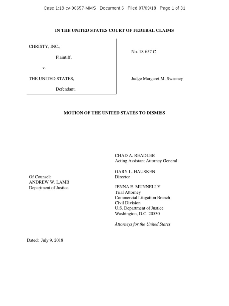 Christy MTD | PDF | Federal Rules Of Civil Procedure | Fifth Amendment ...