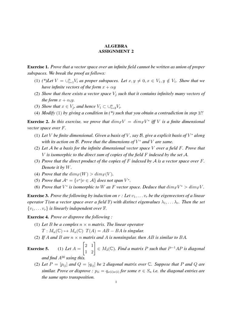Linear Algebra Assignment 2 PDF | PDF | Eigenvalues And Eigenvectors ...