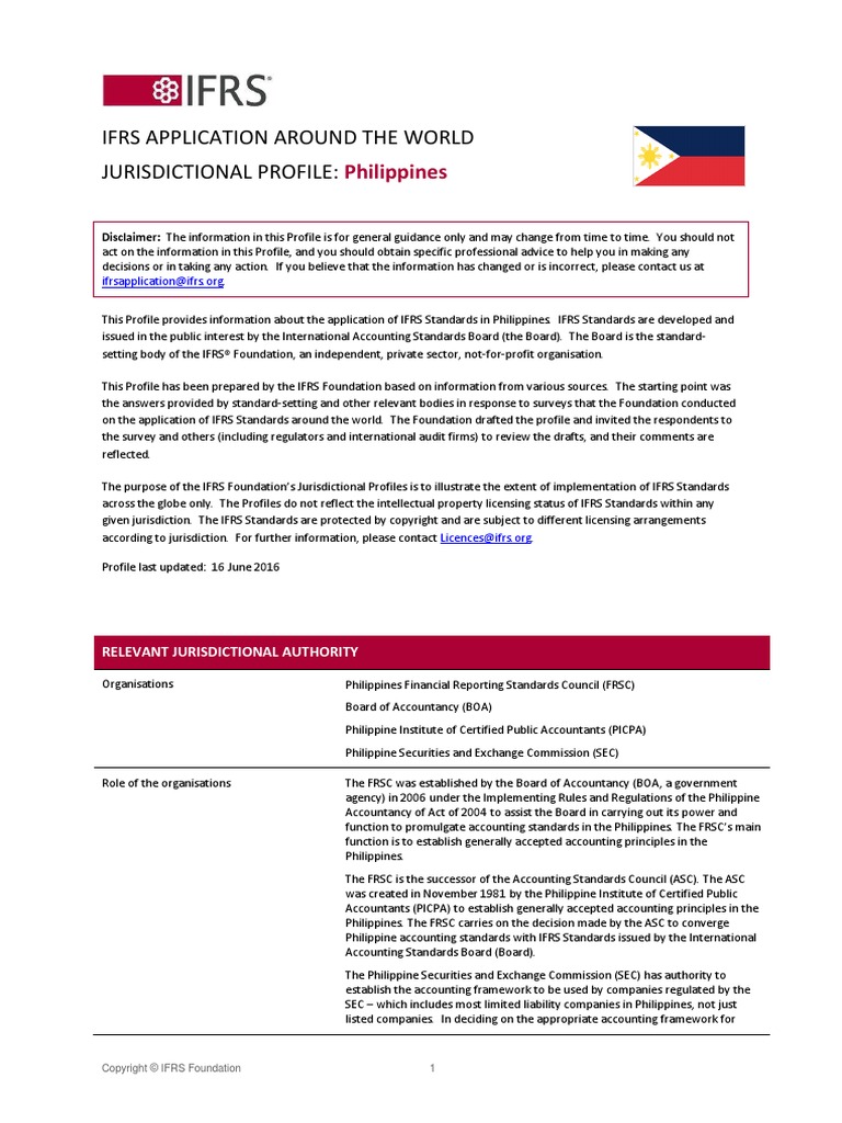 Philippines Ifrs Profile | PDF | International Financial Reporting ...