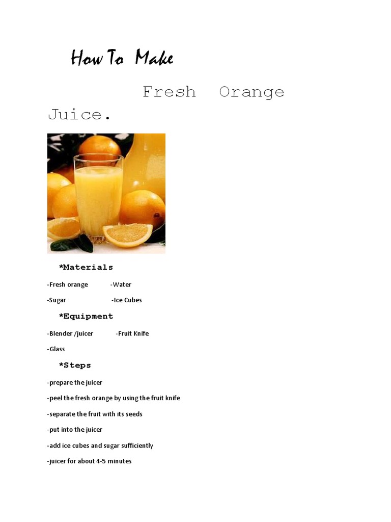 How To Make: Fresh Orange Juice | PDF