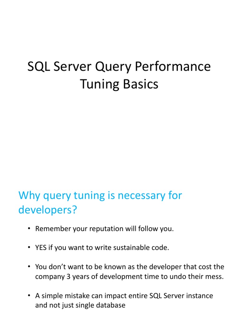 SQL Server Query Performance Tuning Introduction | PDF | Database Index ...