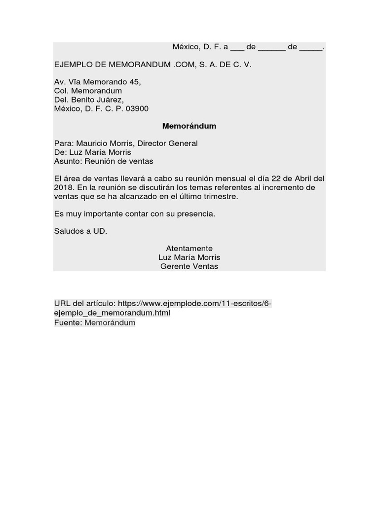 Formato Memorandum | PDF