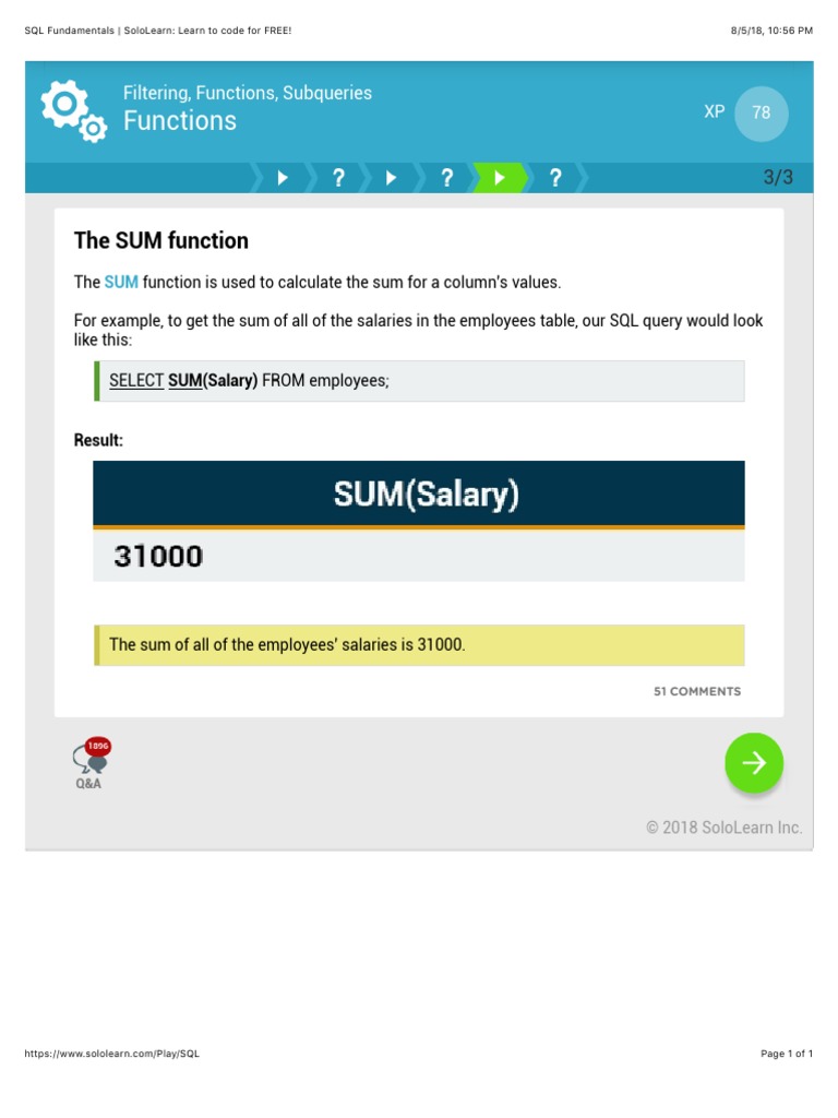 Functions: The SUM Function | PDF