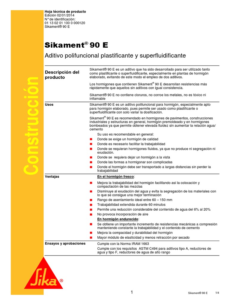 Sikament 90 E PDF | PDF | Hormigón | Cemento