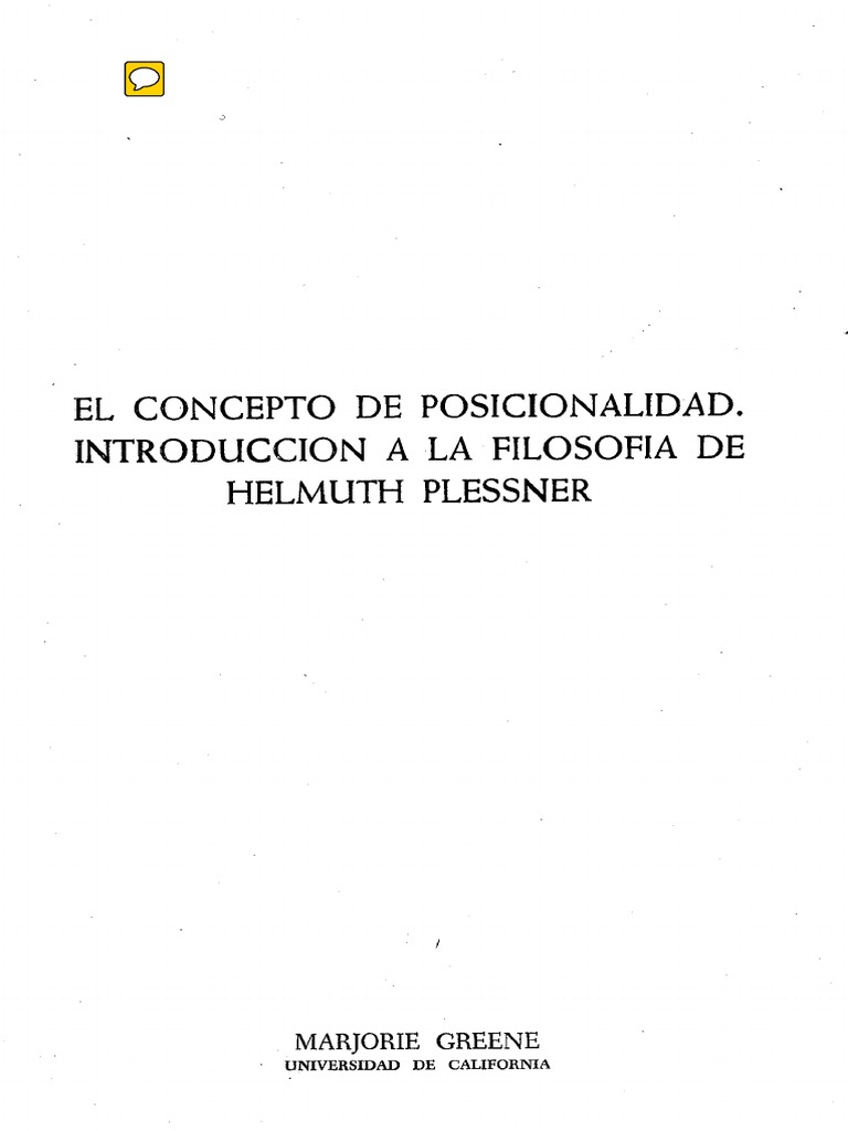 El Concepto de Posicionalidad. Introducción A La Filosofía de Helmuth ...