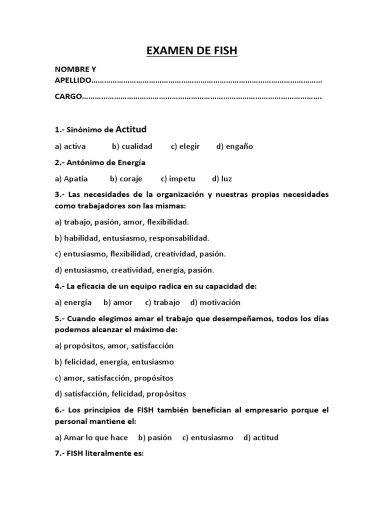 Examen Fish | PDF