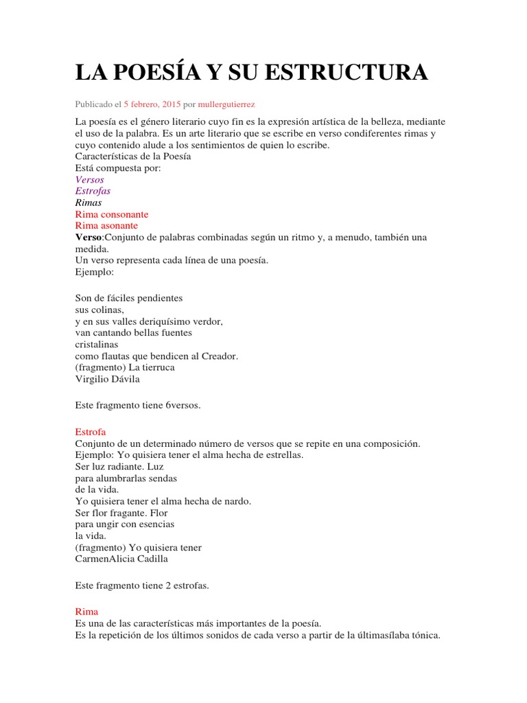 Estructura y características de la poesía | PDF | Rima | Poesía