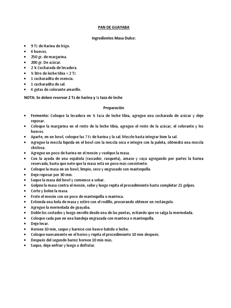 Receta tradicional pan de guayaba con mermelada casera | PDF | Panes ...