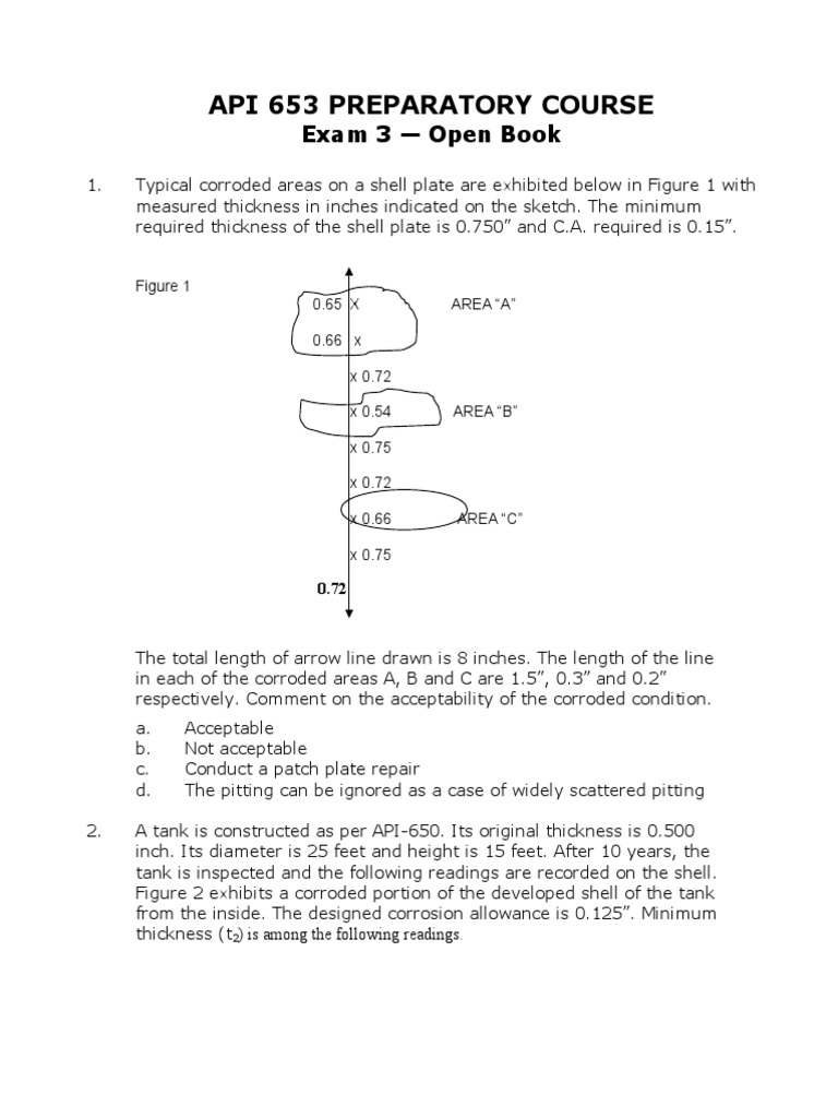 Api 653 Preparatory Course: Exam 3 - Open Book | PDF | Area | Corrosion
