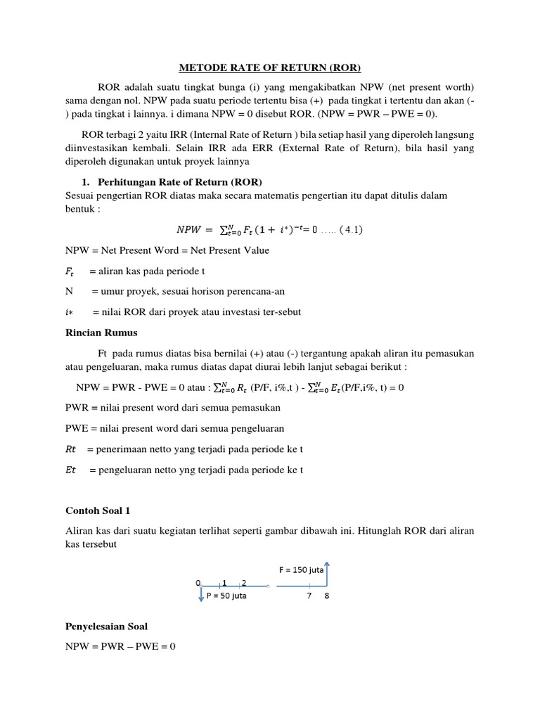 Metode Rate of Return (Ror) | PDF