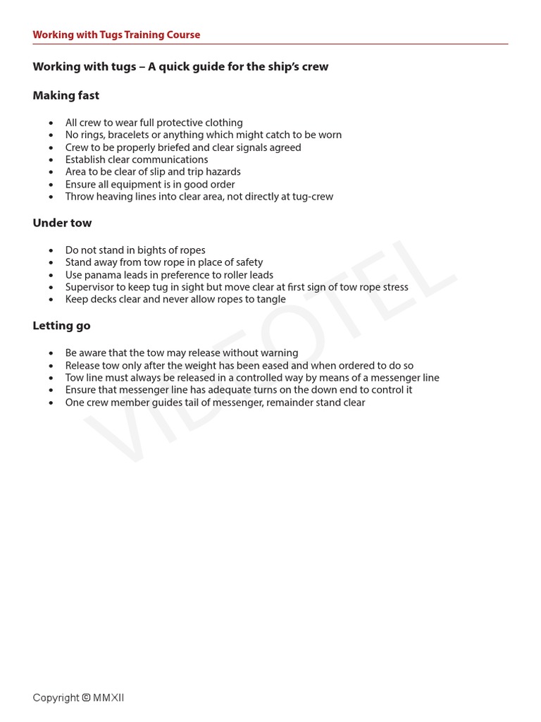 Working With Tugs - A Quick Guide For The Ship's Crew Making Fast | PDF