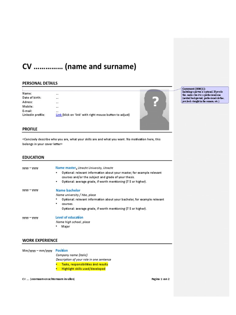 CV Template English | PDF | Learning | Cognitive Science